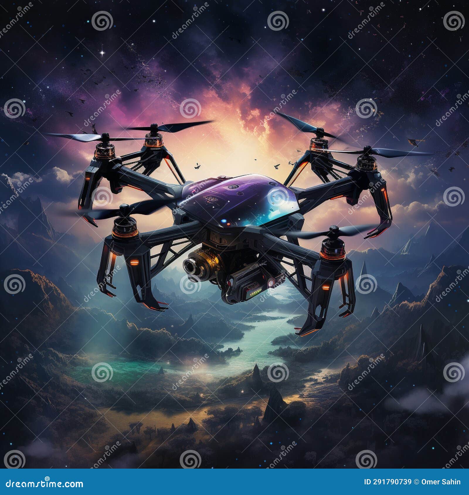 Drone Explorers in Outer Space Stock Image - Image of capture, stunning ...