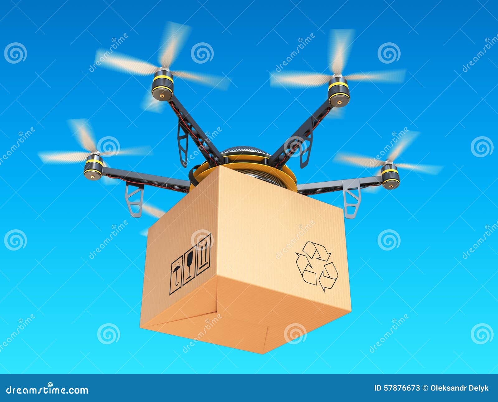 Drone Express Air Delivery in Sky, Airmail Concept. Stock Illustration ...