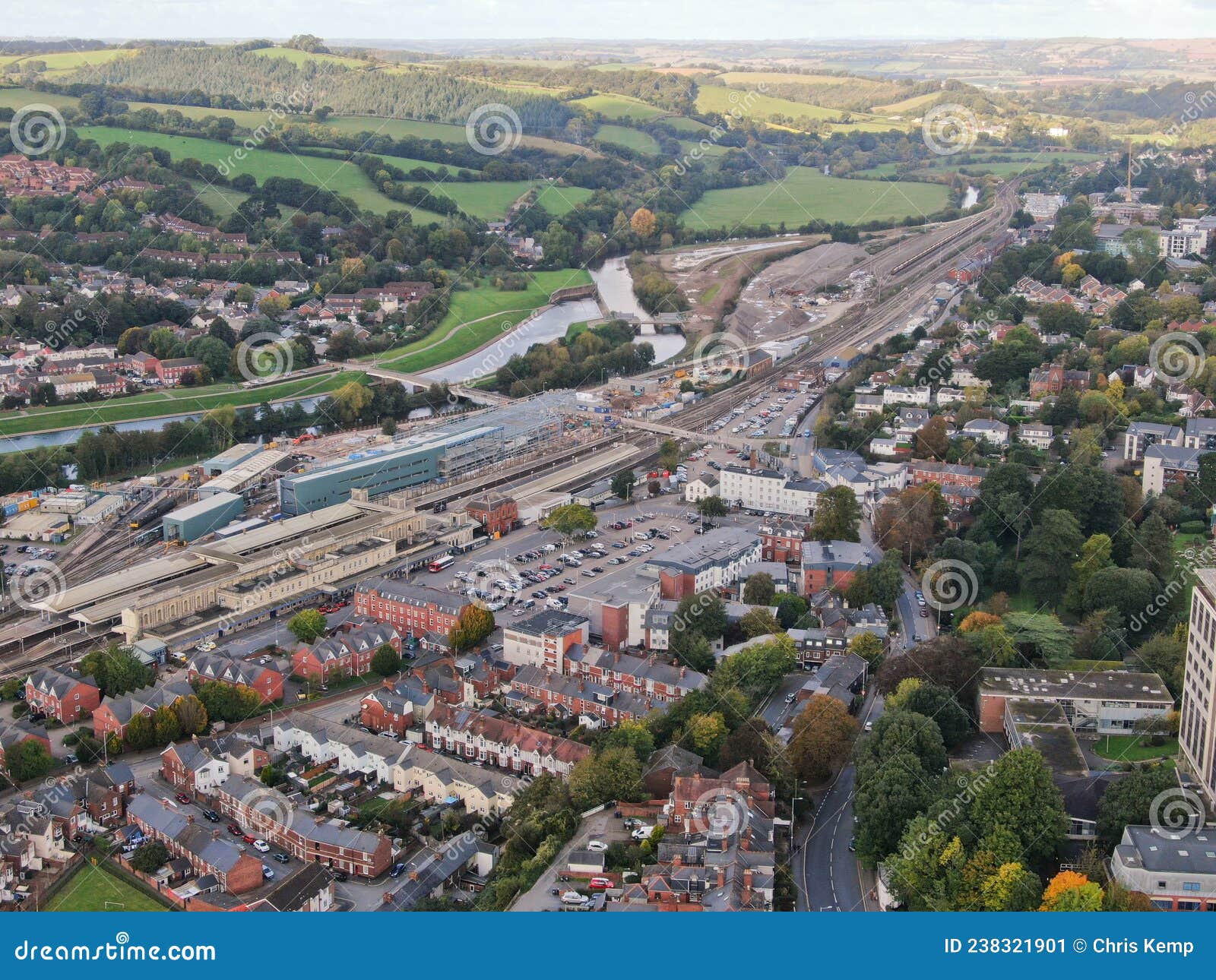 An Aerial View of the Centre of Exeter City Stock Image - Image of ...
