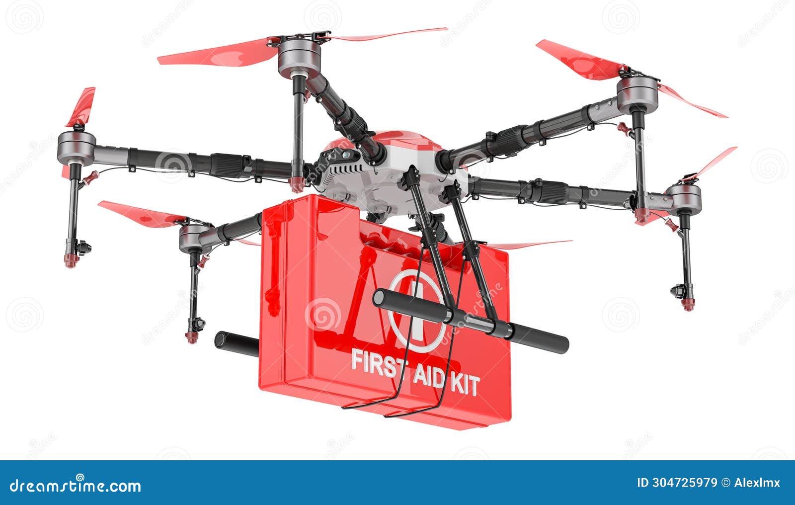 Drone with First Aid, Drone Ambulance. 3D Rendering Stock Illustration ...
