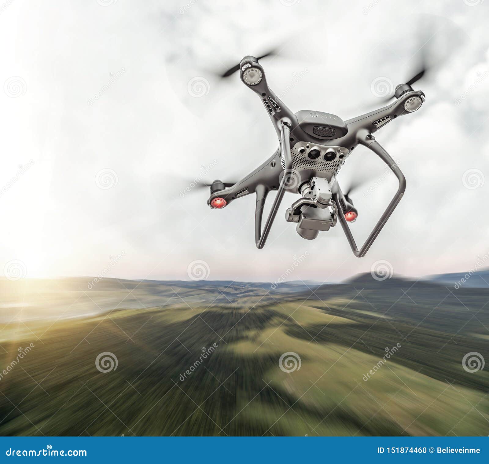 Drone Flies in the Sky Over the Mountains. Stock Photo - Image of ...