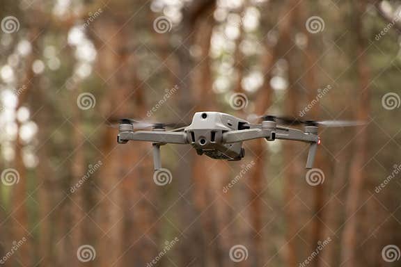 Drone in Flight in the Forest Close Up, Drone Stock Image - Image of ...