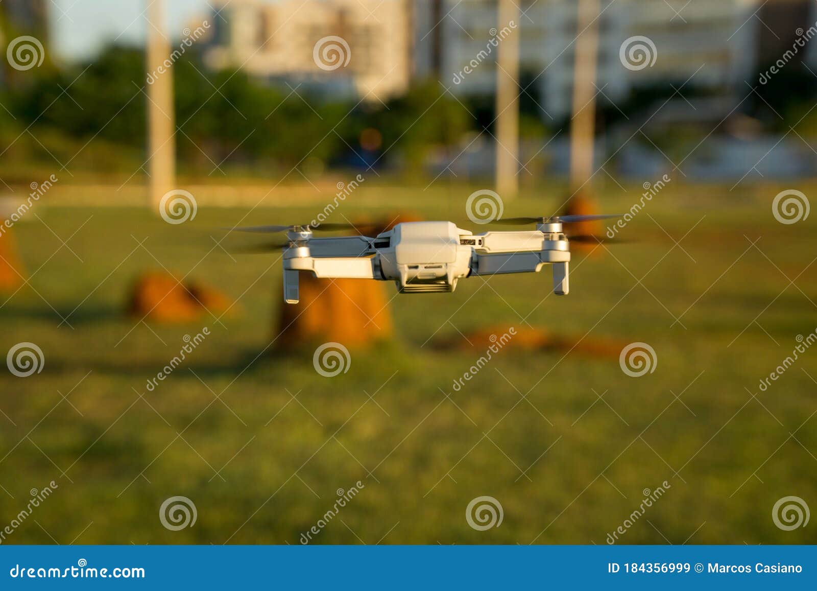 Drone in Flight Hovering Low To the Ground Stock Image - Image of hobby ...