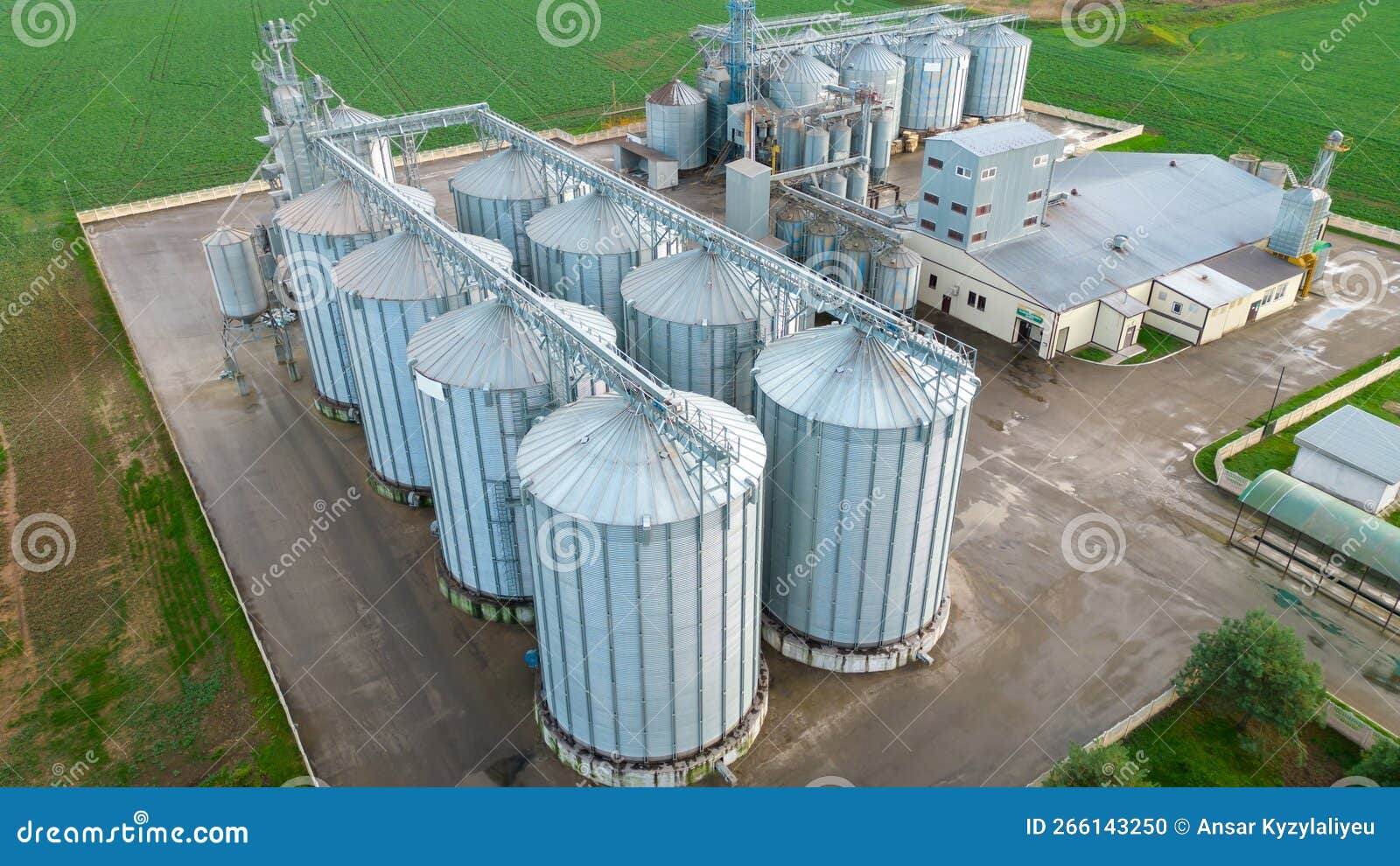 Drone Flight Over a Large Agro-industrial Complex and Barrels of Grain ...
