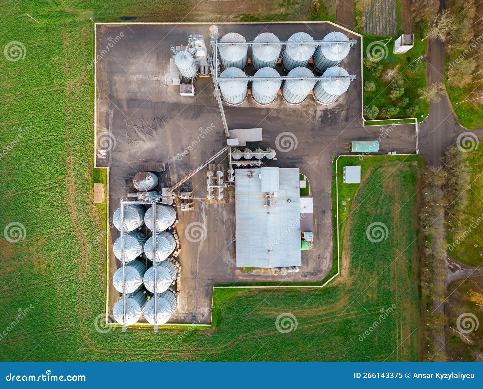Drone Flight Over a Large Agro-industrial Complex and Barrels of Grain ...