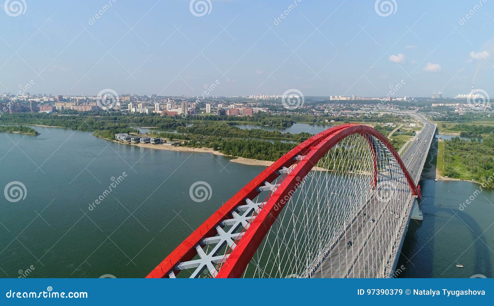 Drone Flight Over the River. Cable-stayed Bridge.beautiful Landscape ...