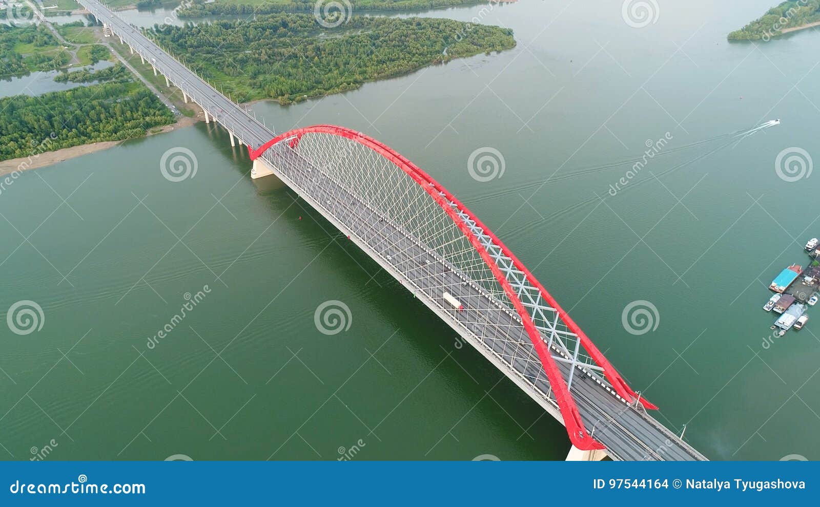 Drone Flight Over the River. Cable-stayed Bridge.beautiful Landscape ...