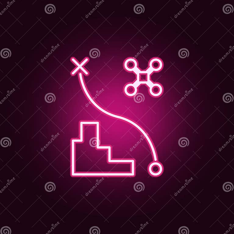 Drone Flight Path Icon. Elements of Drones in Neon Style Icons Stock ...