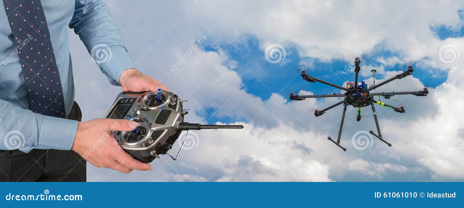 Drone Flight Remote Controller in Mans Hands Close Up View and ...