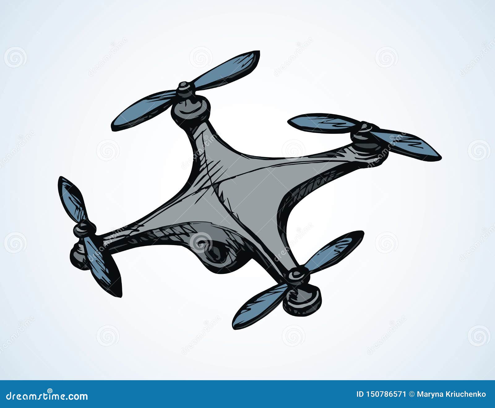 Drone in Flight. Vector Drawing Stock Vector - Illustration of graphic ...