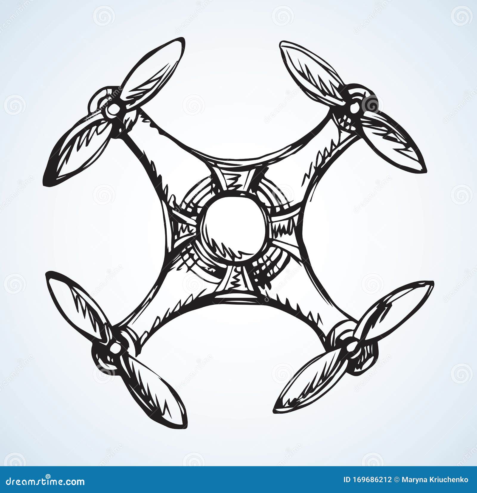 Drone in Flight. Vector Drawing Stock Vector - Illustration of ...