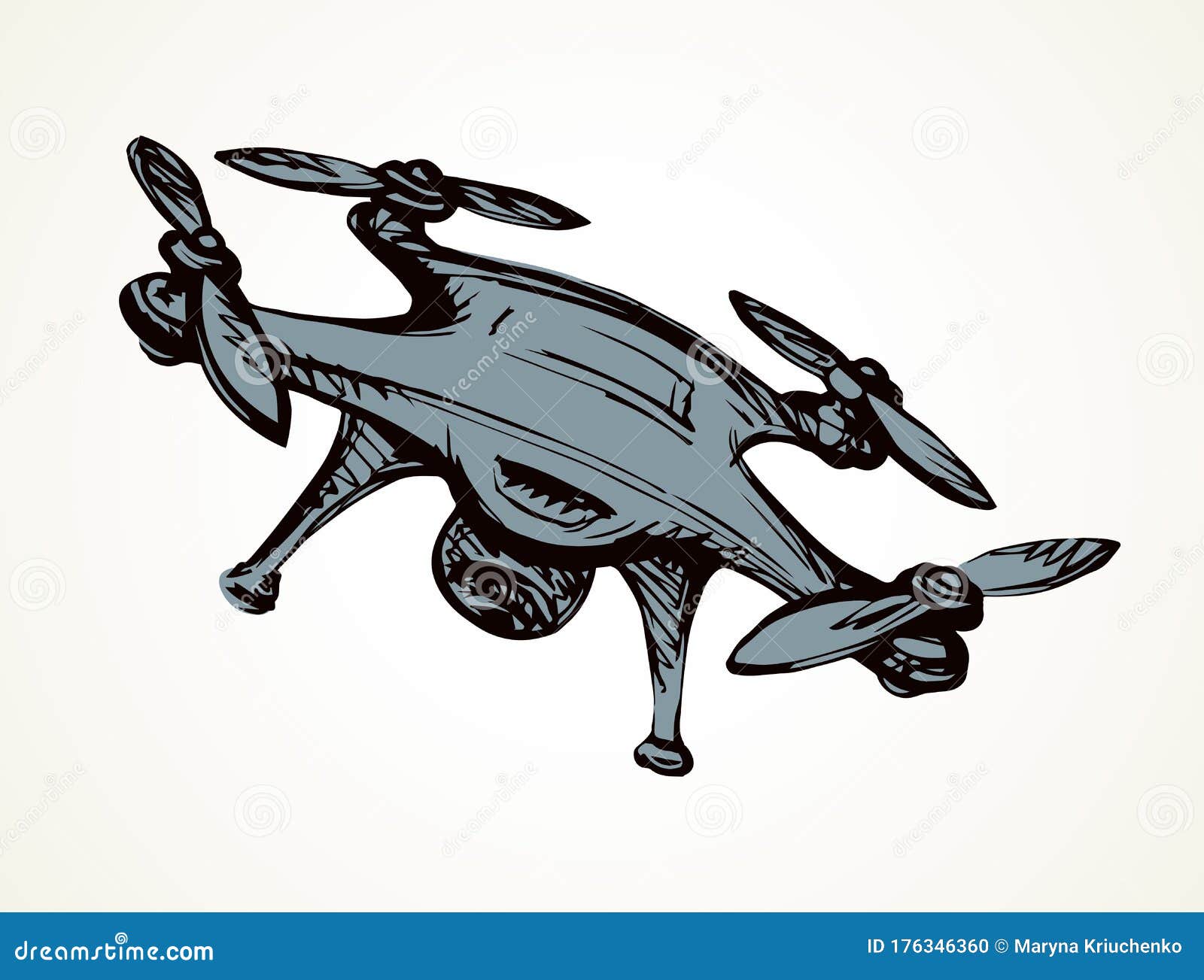 Drone in Flight. Vector Drawing Stock Vector - Illustration of industry ...