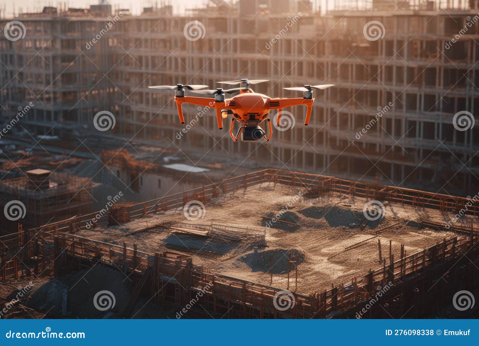 Drone Fly Over a Construction Site Generative Ai Stock Illustration ...