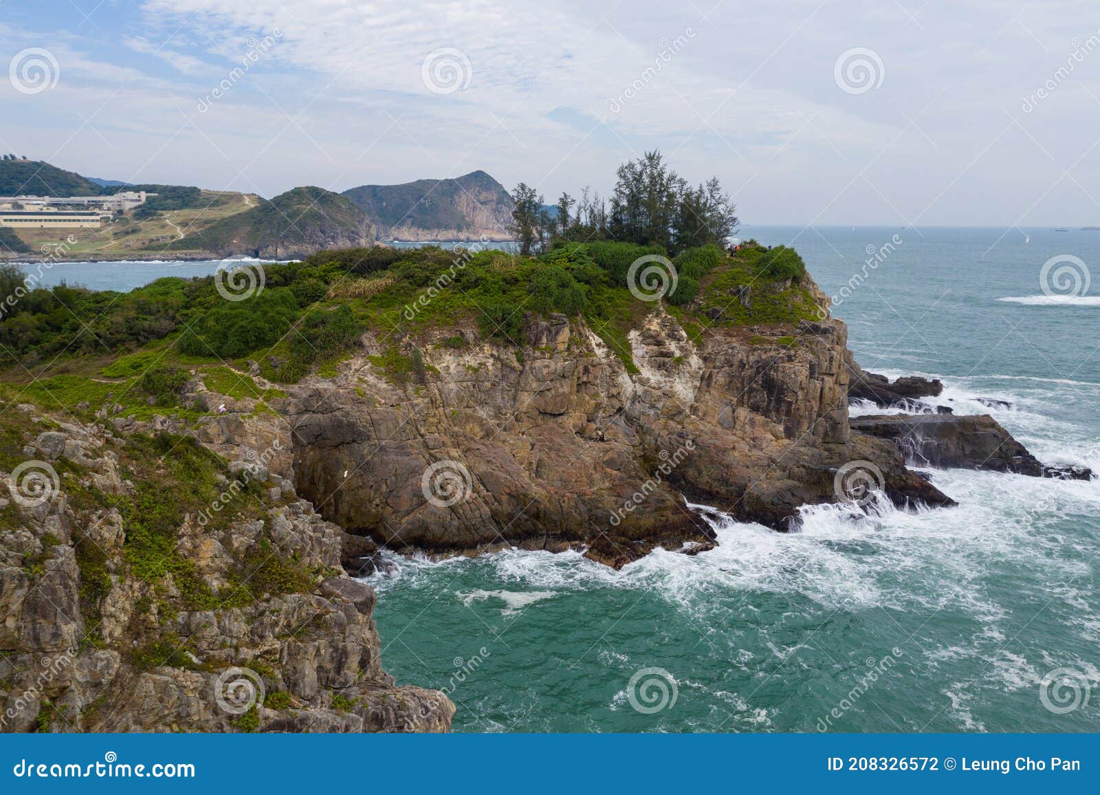 Drone Fly Over Ocean Wave Crash on Island Cliff Stock Photo - Image of ...