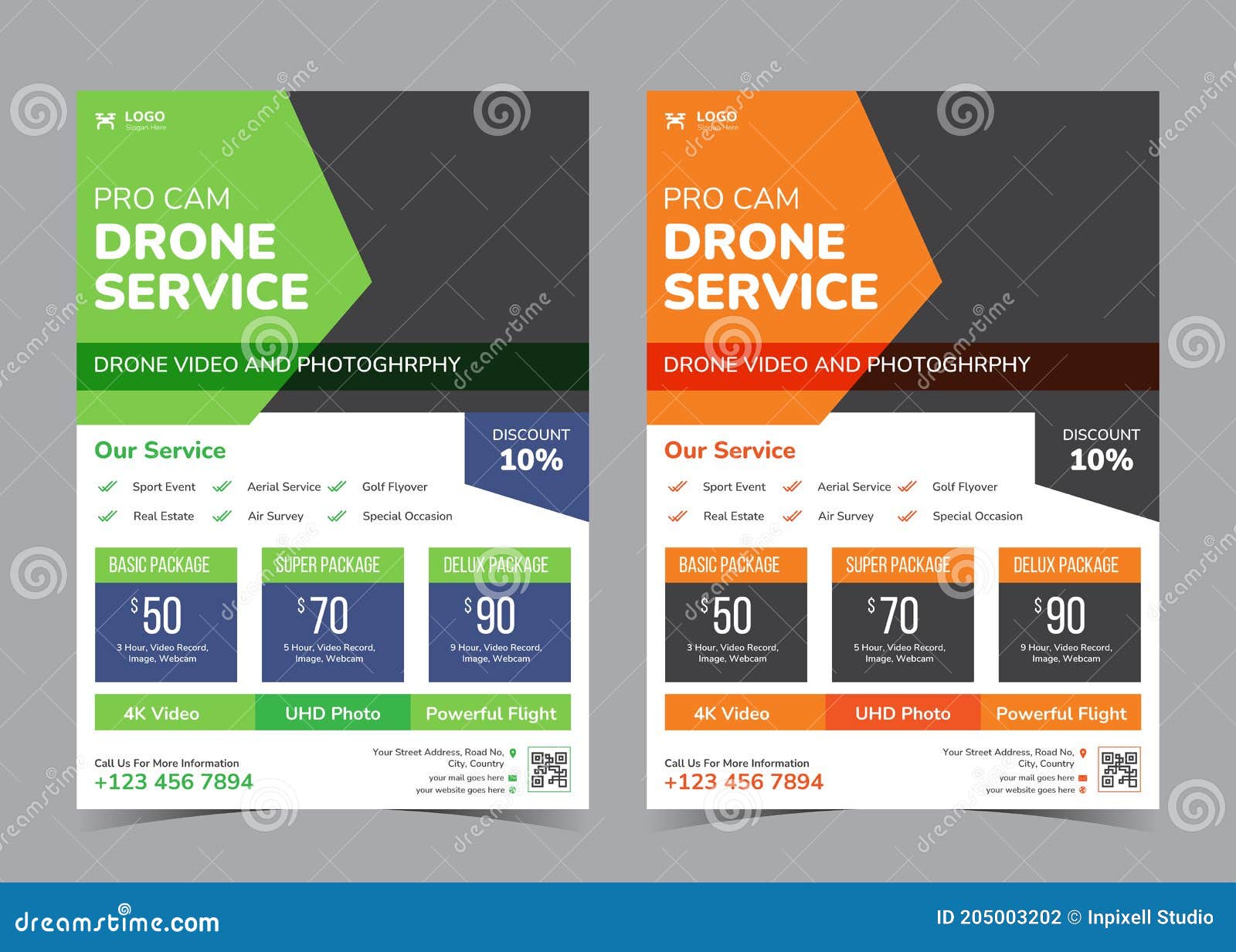 Drone Flyer. Drone Rental Flyer. Drone Service Flyer Stock Vector ...