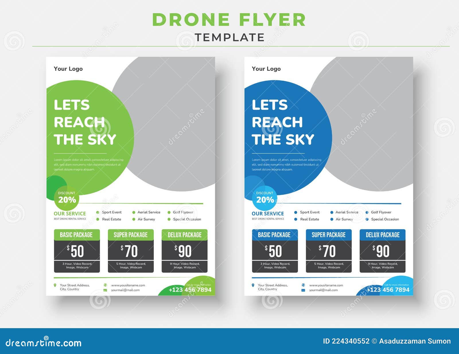 Drone Flyer Template, Most Advanced Drone Services Flyer Vector ...