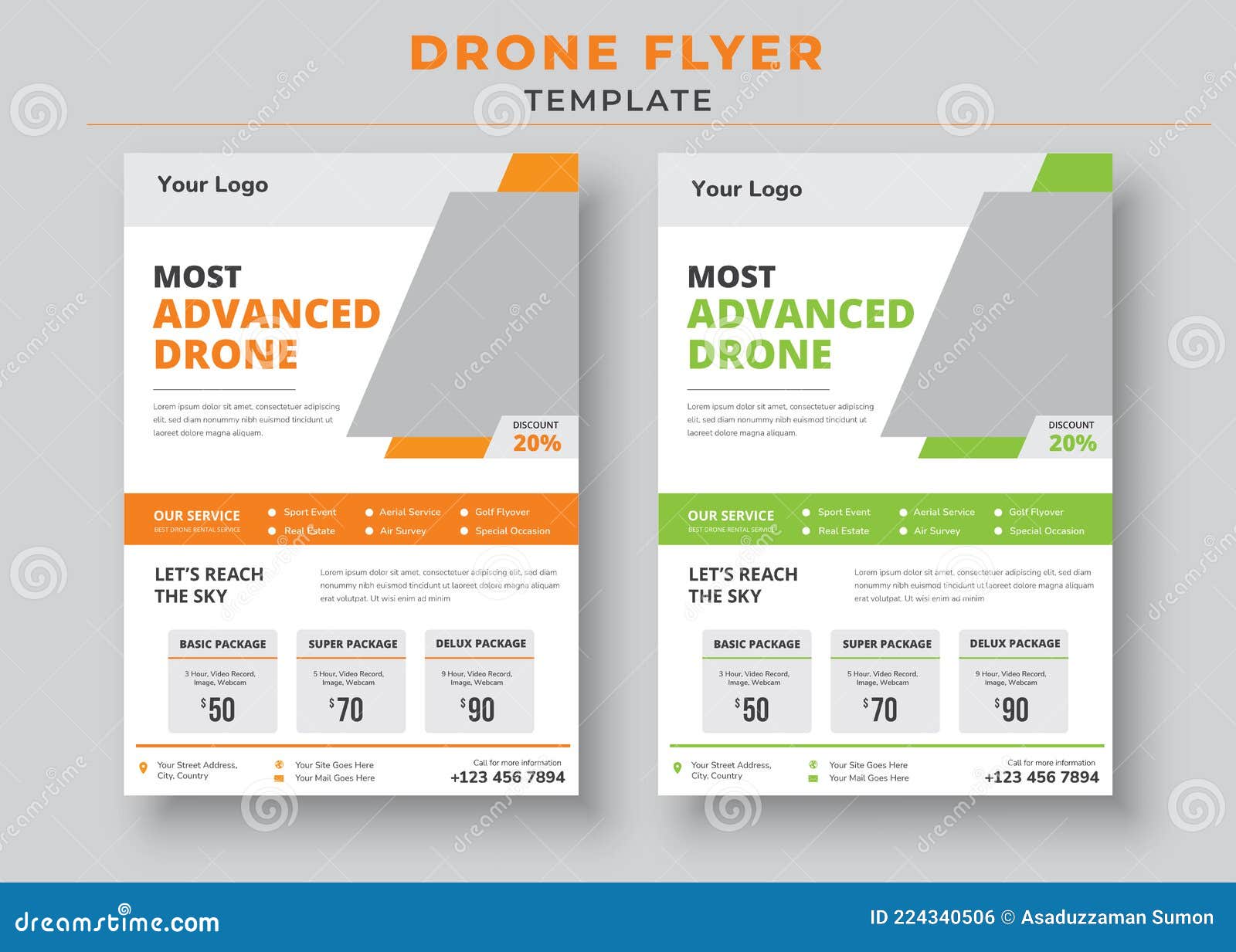 Drone Flyer Template, Most Advanced Drone Services Flyer Stock Vector ...
