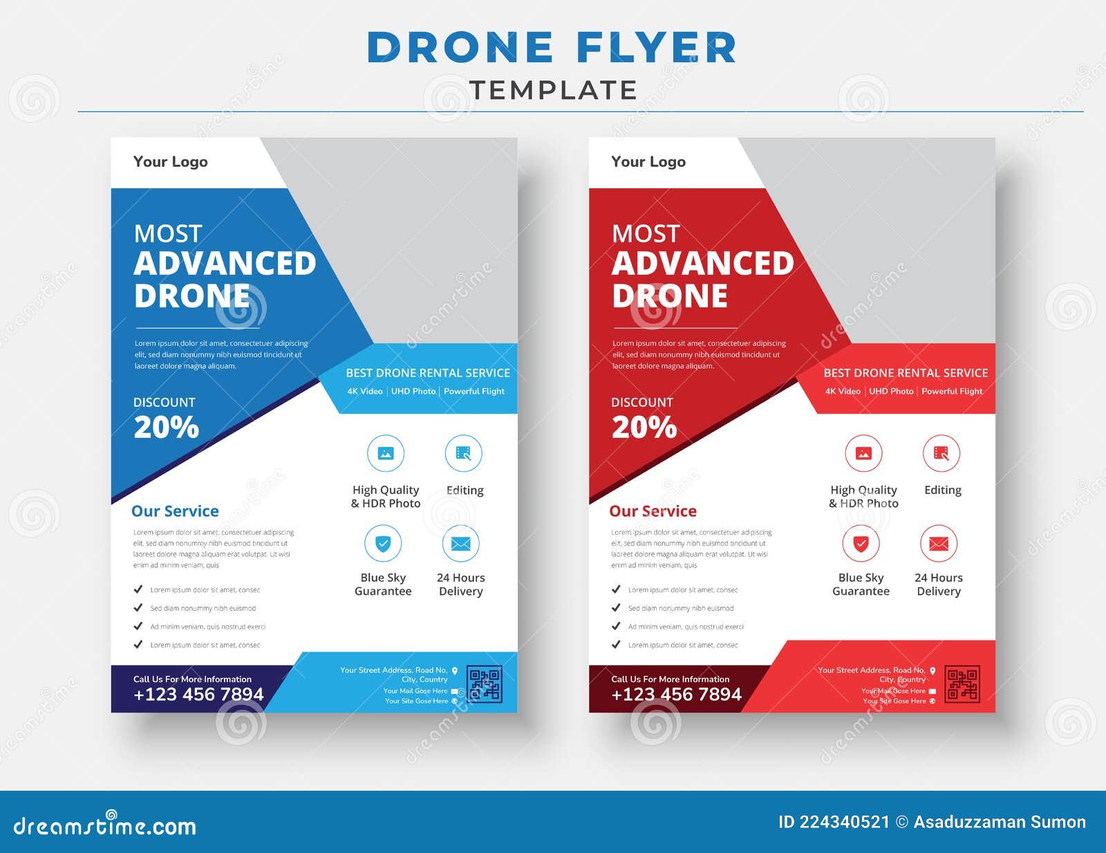 Drone Flyer Template, Most Advanced Drone Services Flyer Stock Vector ...