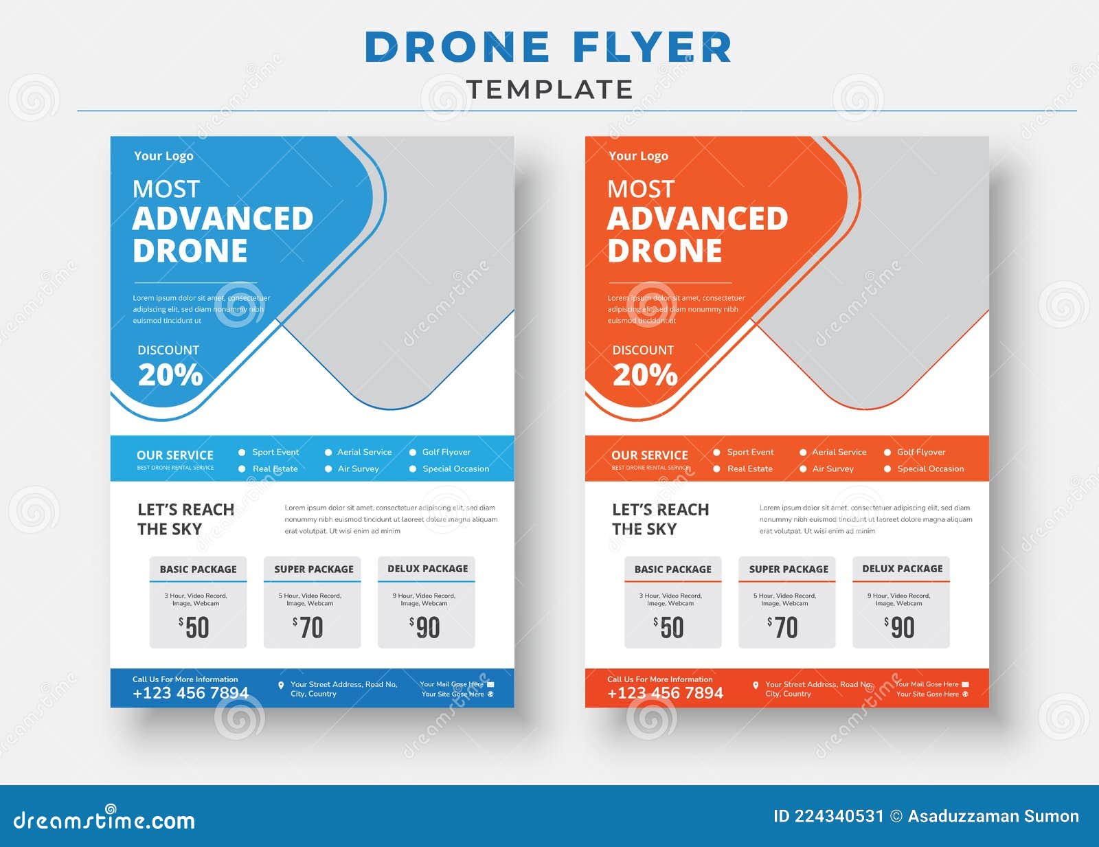 Drone Flyer Template, Most Advanced Drone Services Flyer Stock Vector ...