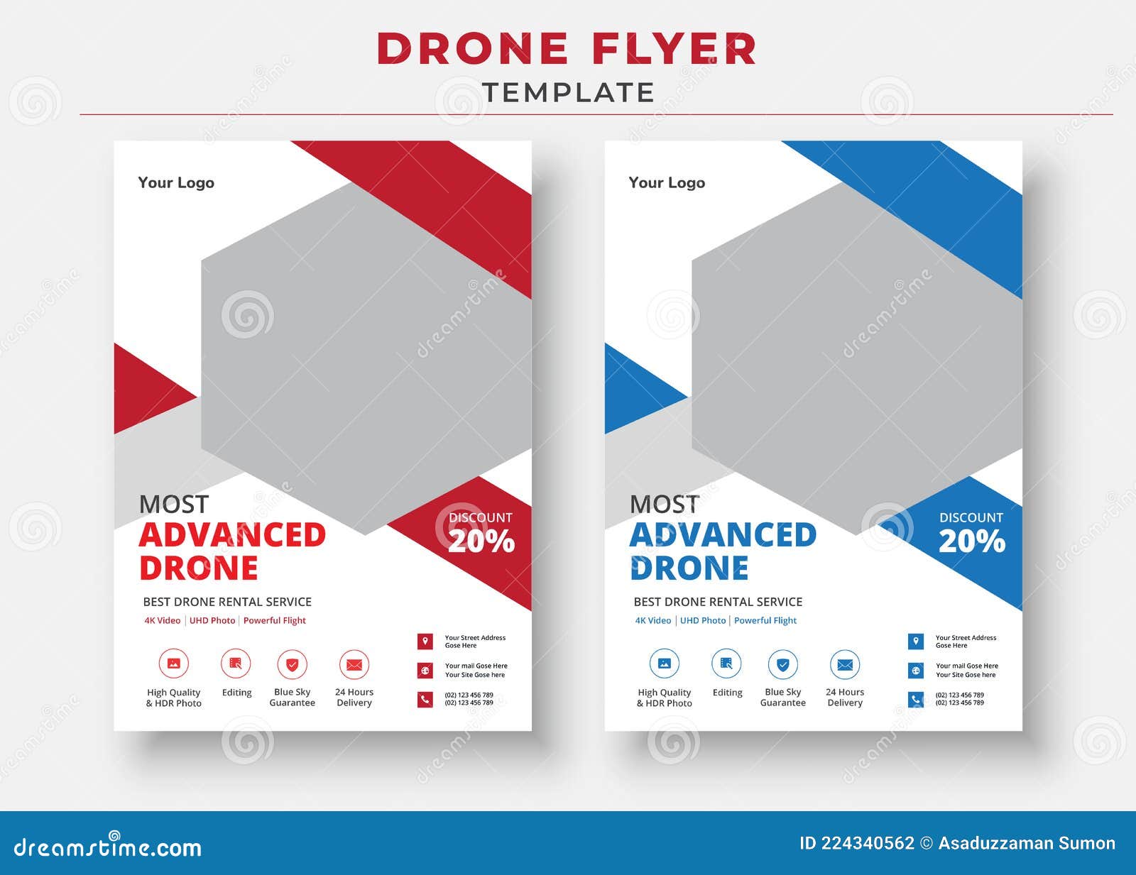 Drone Flyer Template, Most Advanced Drone Services Flyer, Cartoon ...