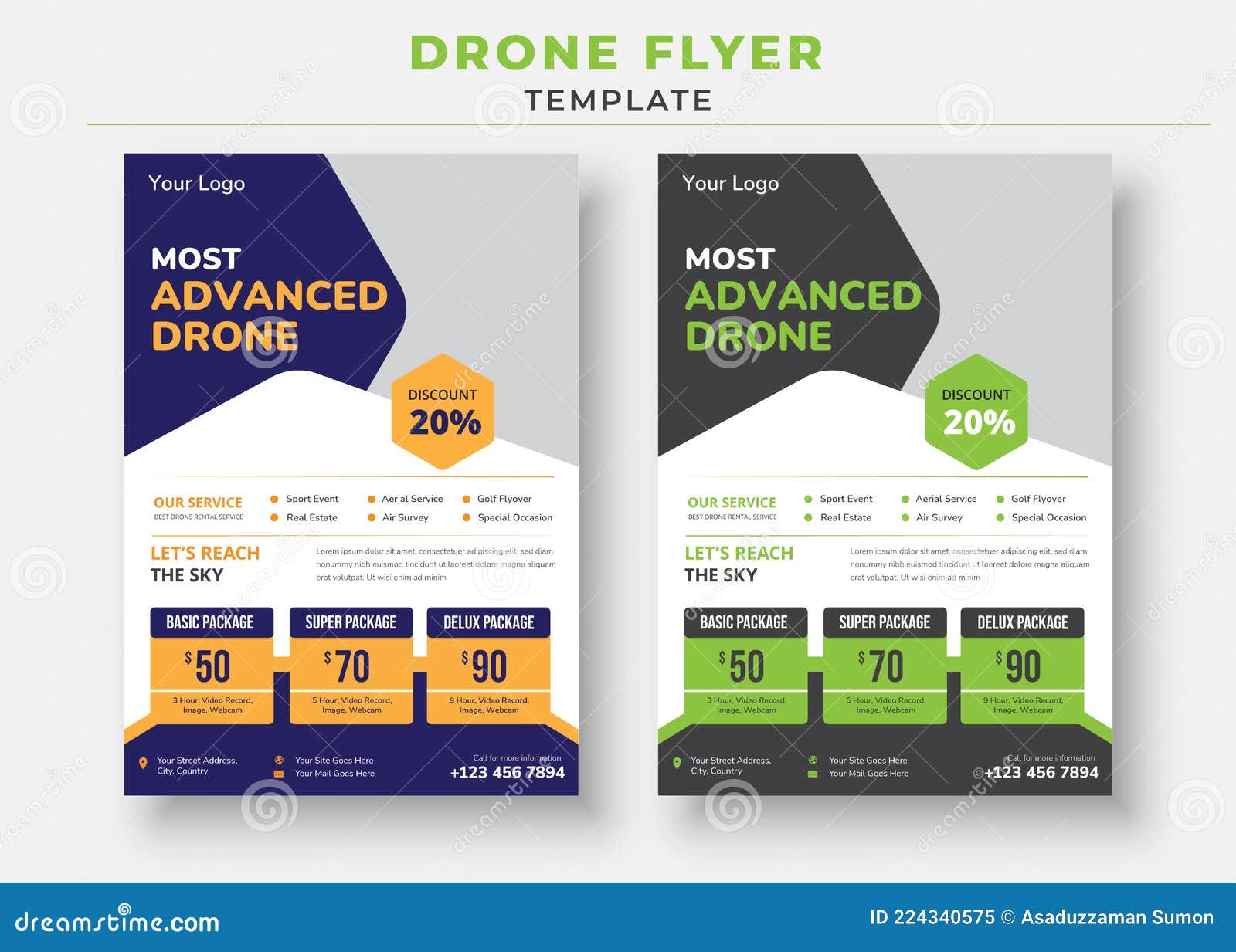Drone Flyer Template, Most Advanced Drone Services Flyer Vector ...