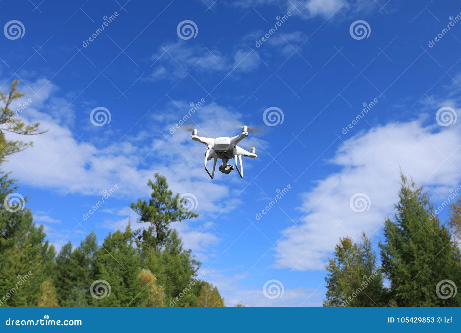 Drone flying in forest stock image. Image of forest - 105429853