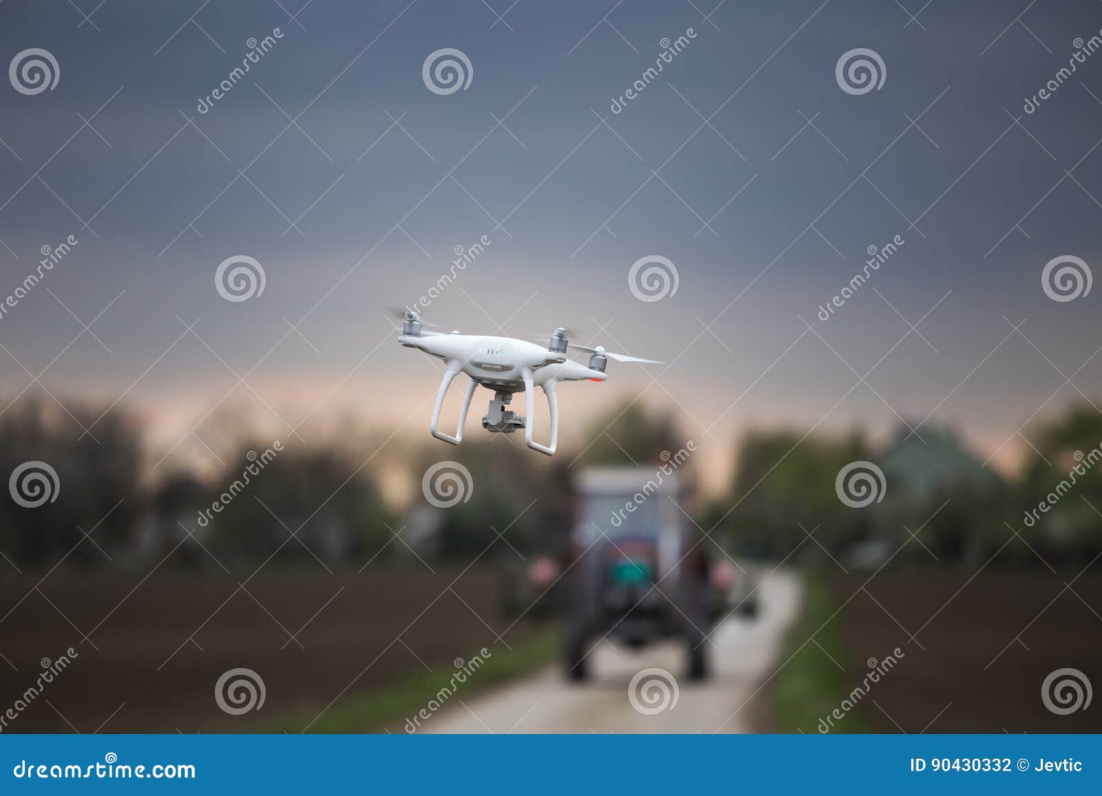 Drone Flying in Front of Tractor Stock Photo - Image of outdoor ...