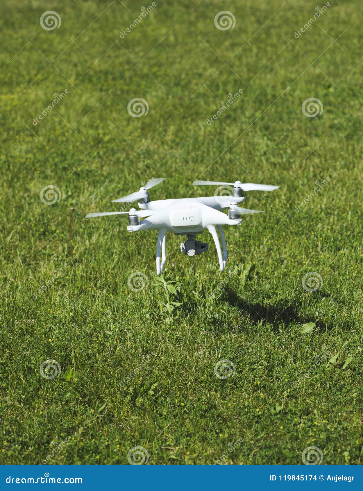 Drone Flying on a Green Grass. Stock Photo - Image of drone, device ...