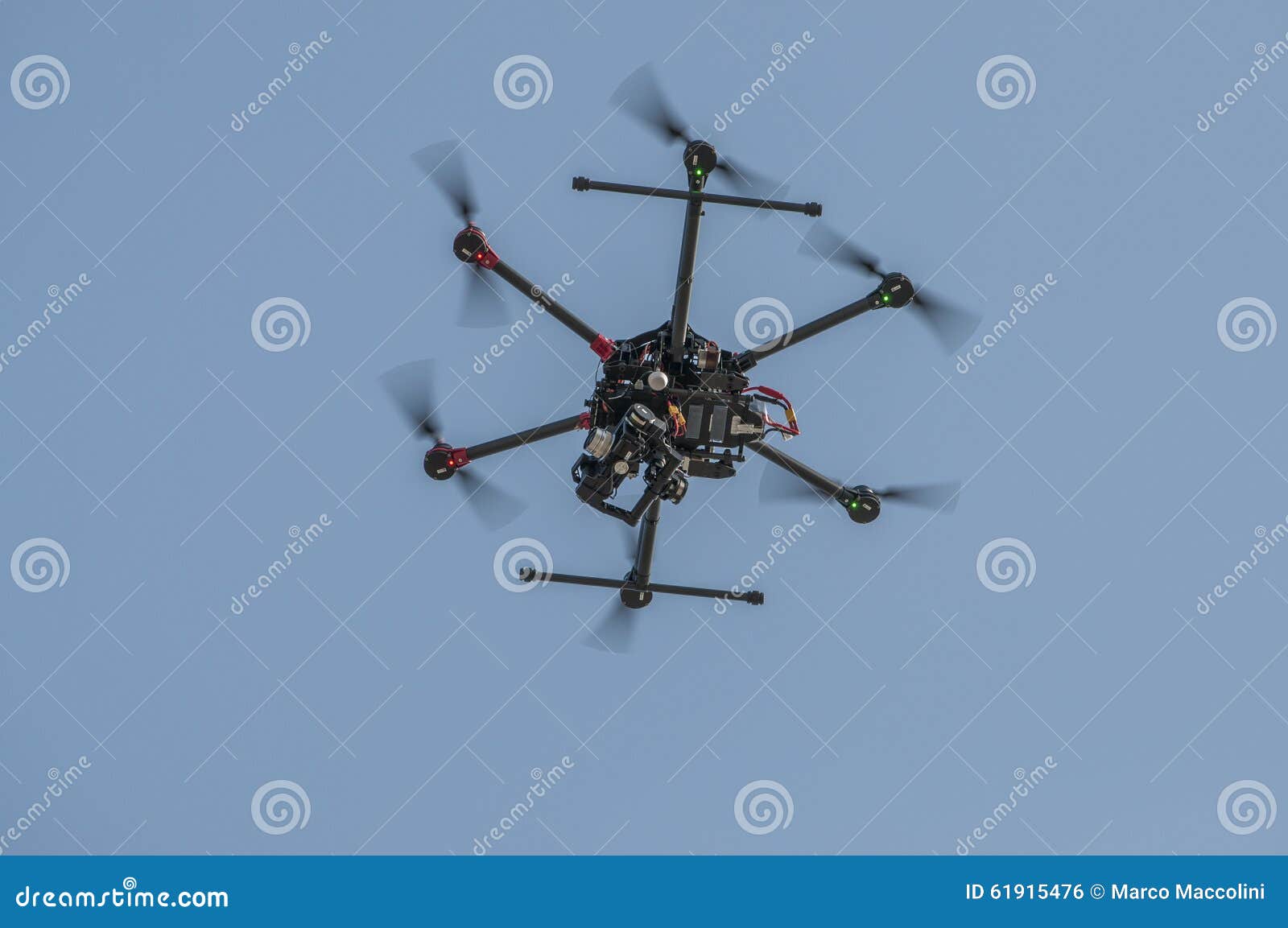 Drone Flying High in the Sky Stock Photo - Image of flying, technology ...