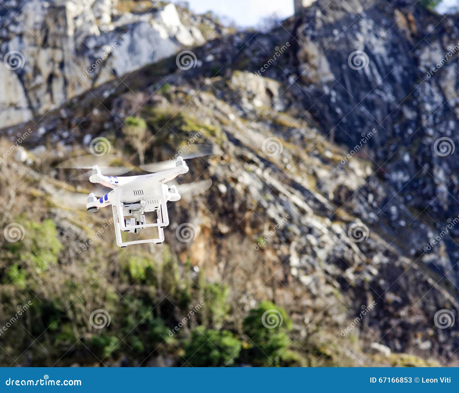 Drone Flying in a Marble Quarry Stock Image - Image of propeller ...