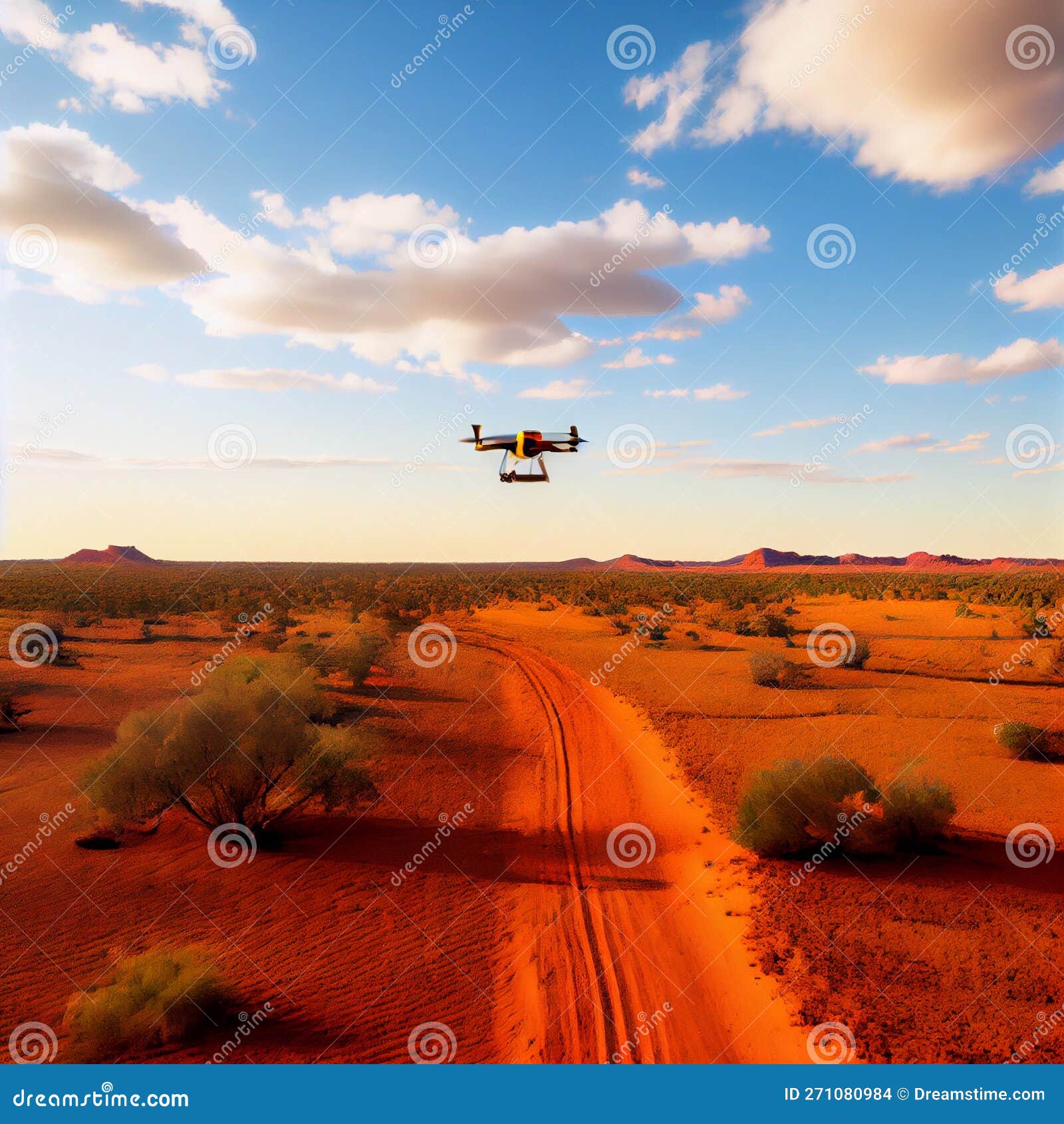 Drone Flying Over the Arid Landscape of Outback Australia Stock ...