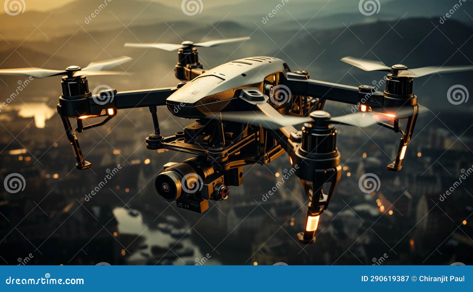 A Drone Flying Over the Building Top Stock Image - Image of vehicle ...