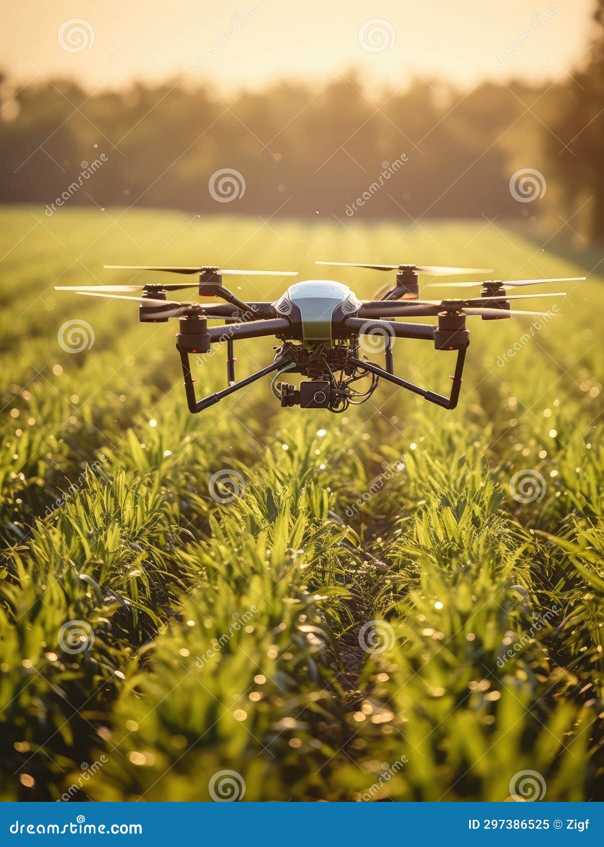 Drone Flying Over a Corn Field Stock Illustration - Illustration of ...