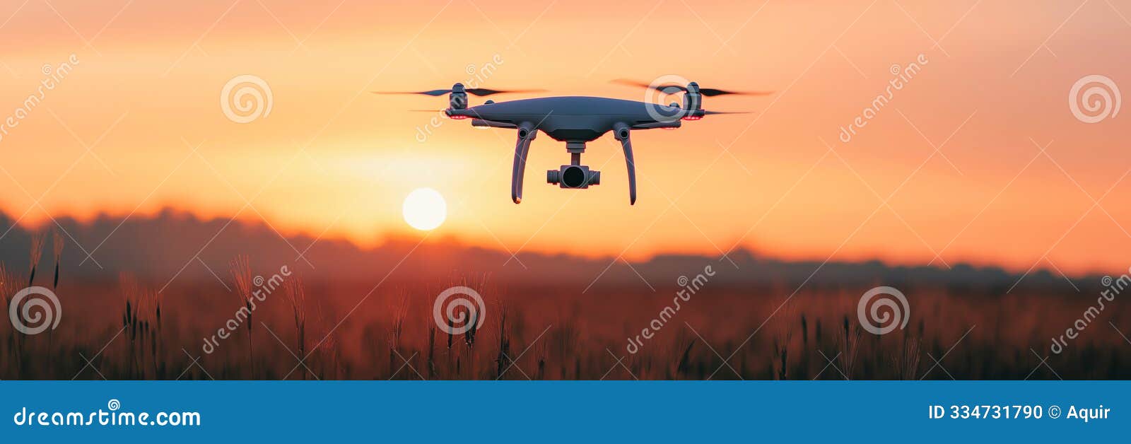 Drone Flying Over a Field. Modern Agriculture Stock Illustration ...