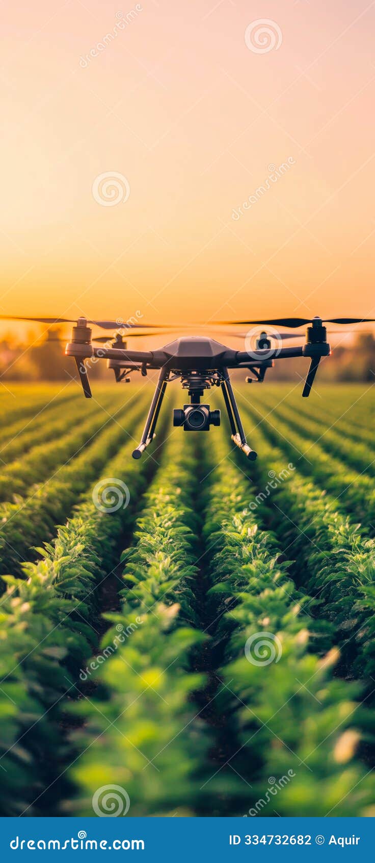 Drone Flying Over a Field. Modern Agriculture Stock Illustration ...