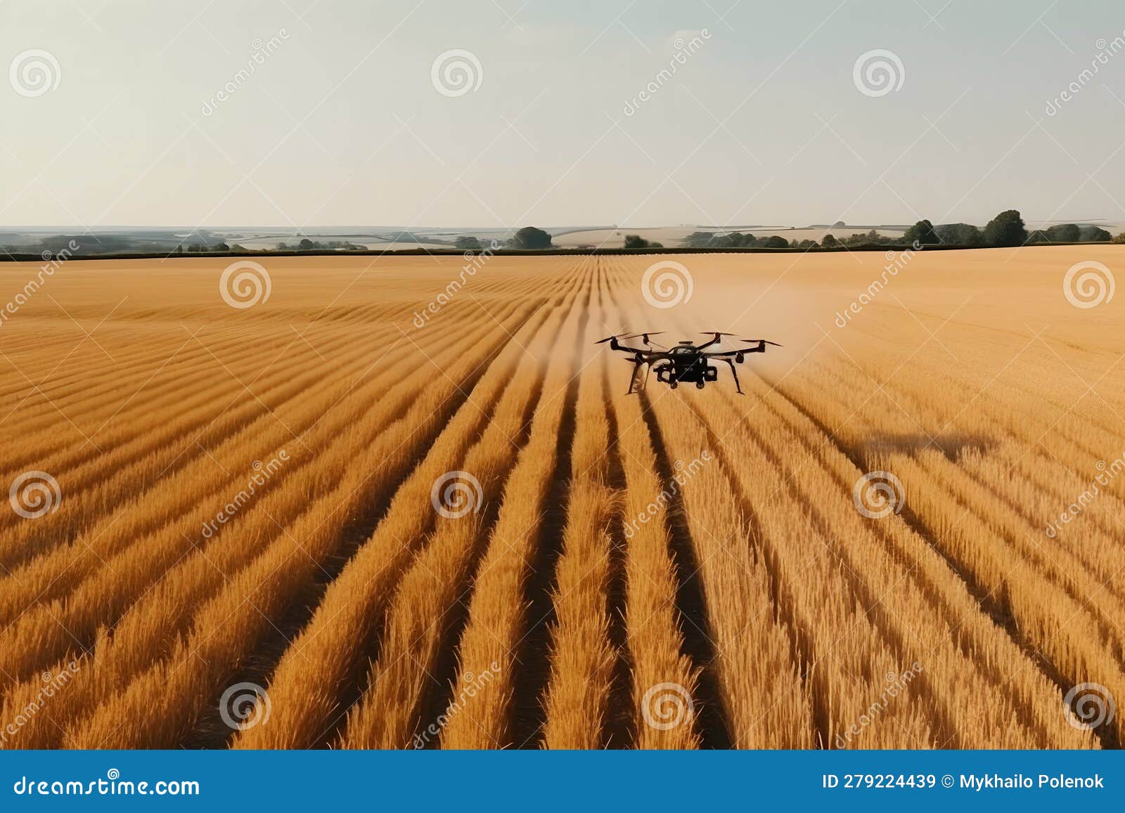 Drone Flying Over the Field. Smart Agriculture Controlled Stock ...