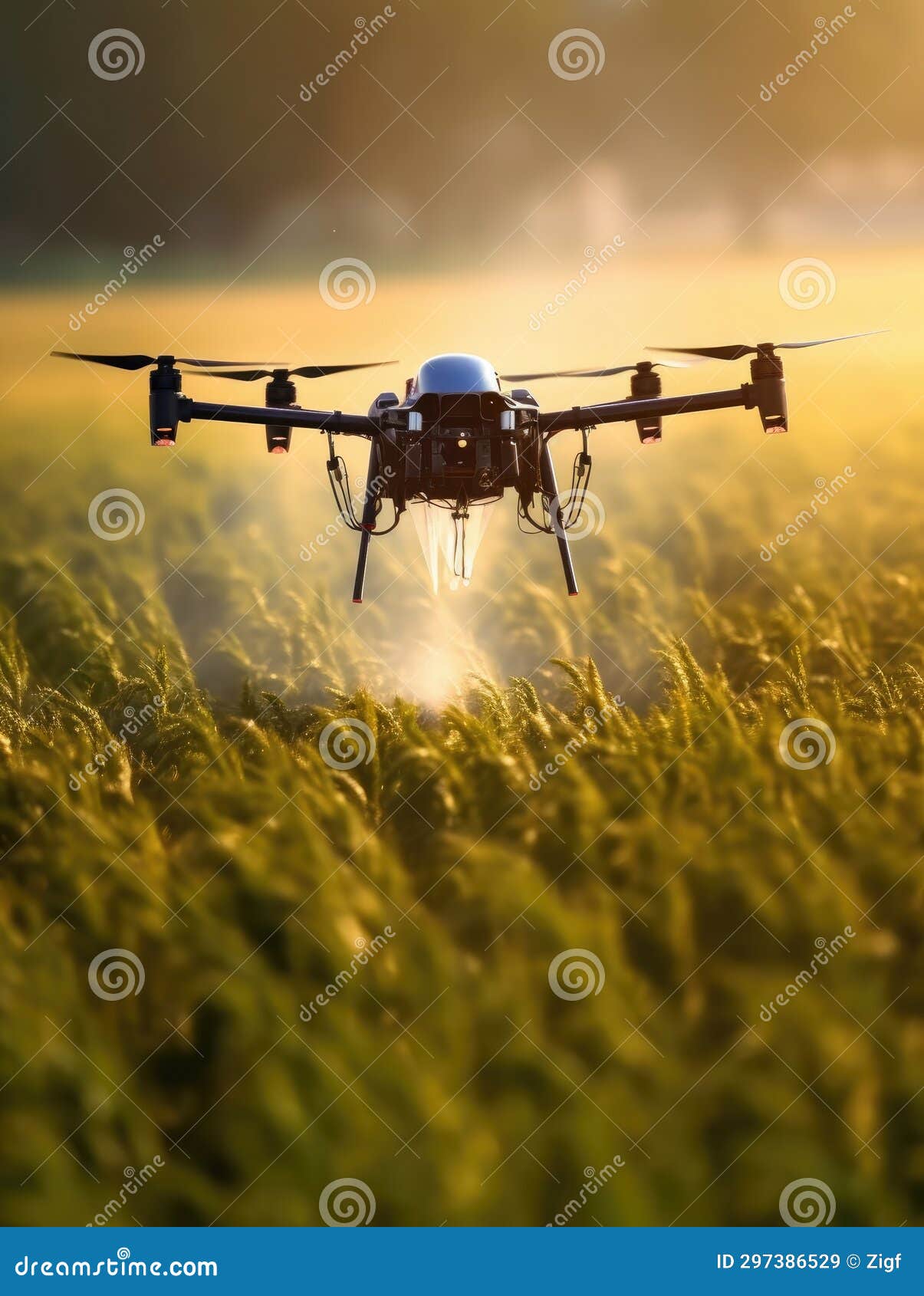 Drone is Flying Over a Field of Wheat Stock Illustration - Illustration ...