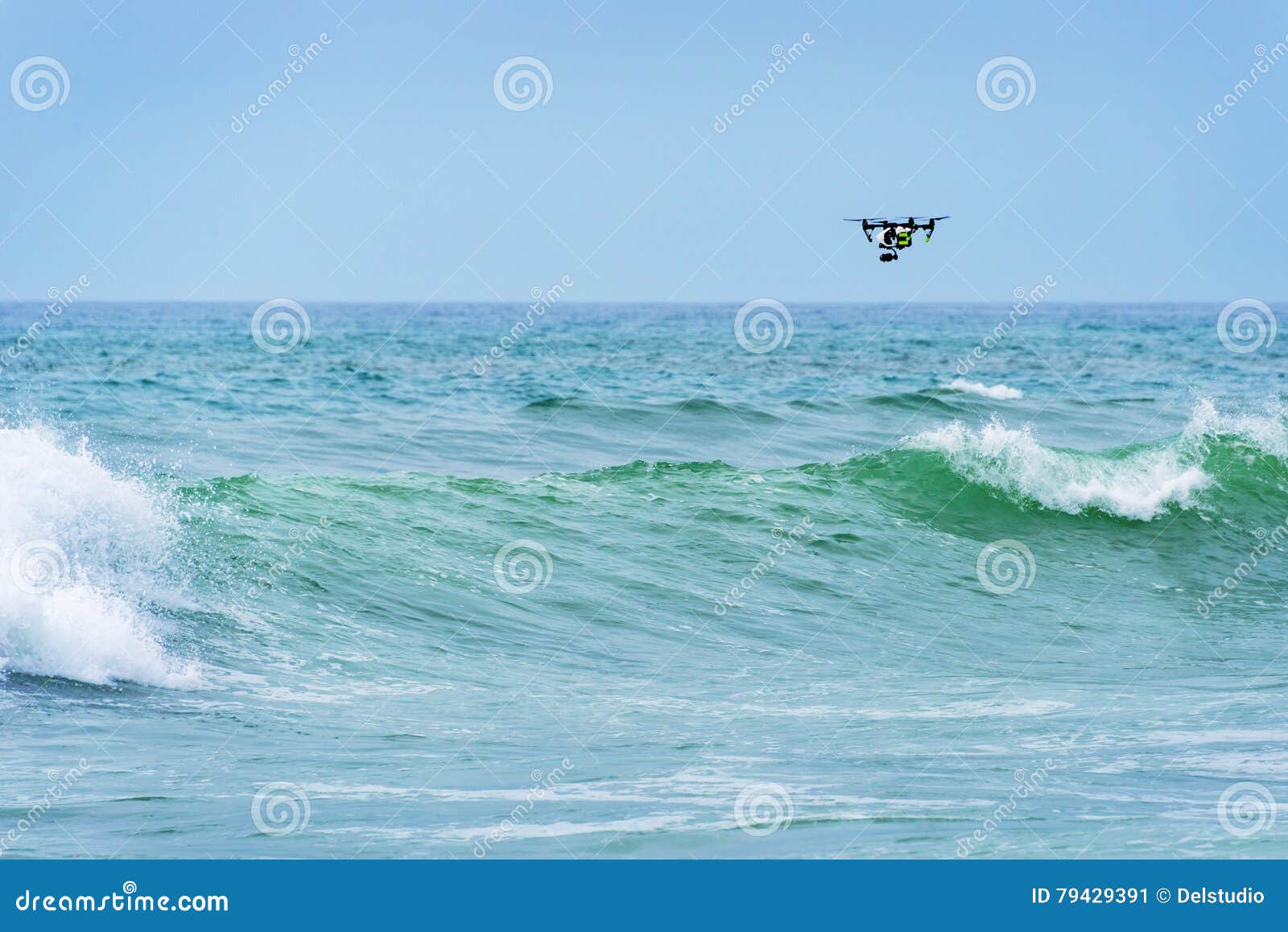 Drone Flying Over the the Ocean Stock Image - Image of nature, camera ...