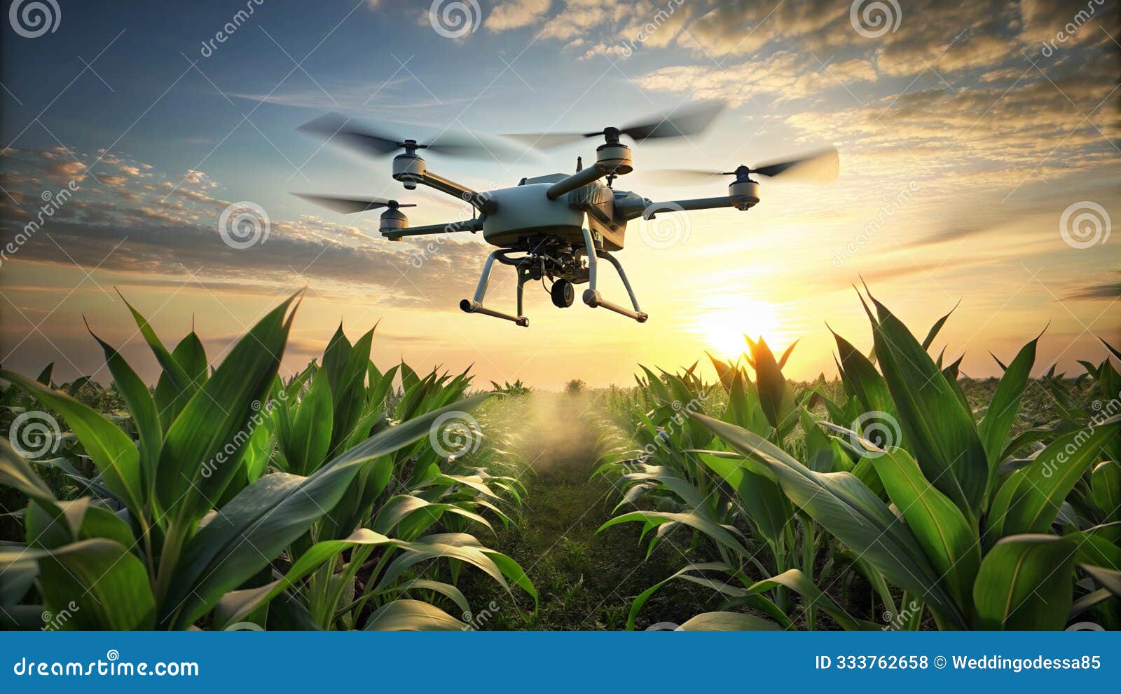 A Drone Flying Over a Ripening Corn Field. Inspection and Inspection of ...