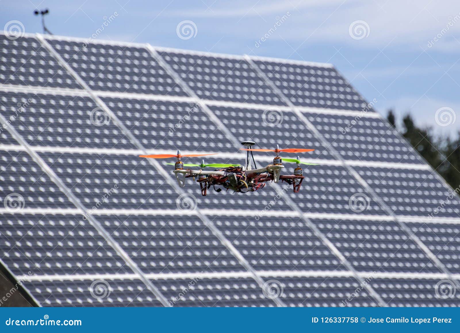 Drone Flying Over Solar Panel Stock Photo - Image of photovoltaic ...