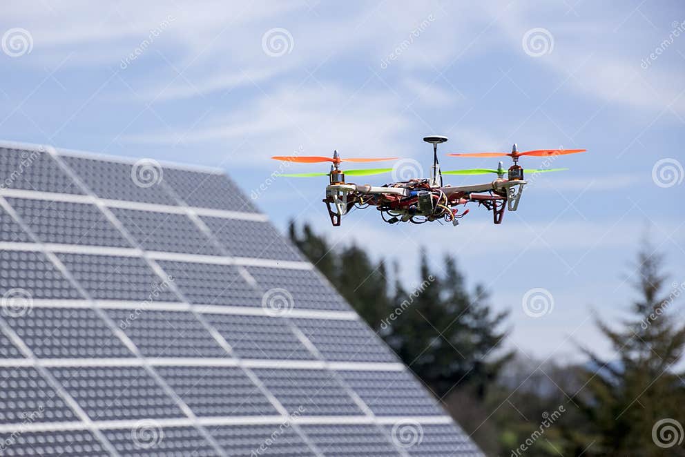 Drone Flying Over Solar Panel Stock Image - Image of solar, panel ...
