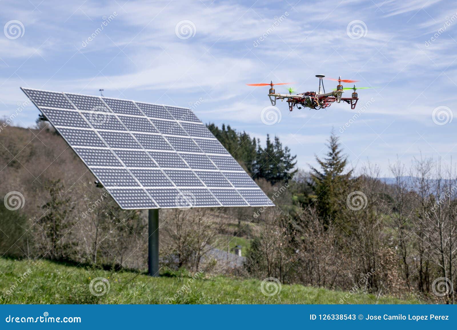 Drone Flying Over Solar Panel Stock Image - Image of drone, panel ...