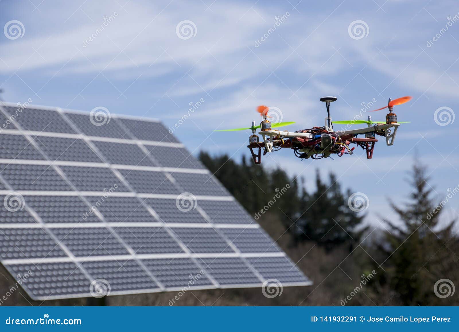 Drone Flying Over Solar Panel Stock Image - Image of aircraft, blue ...