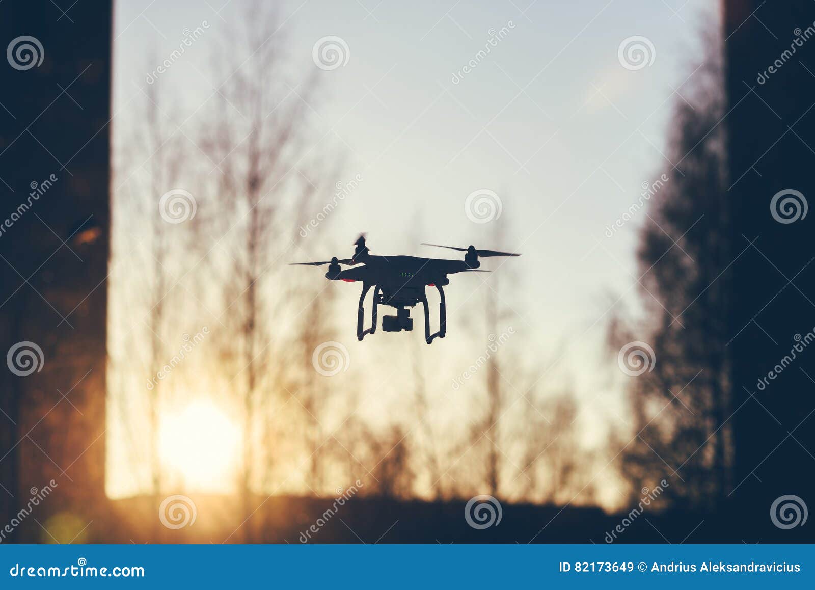 Drone flying, silhouette stock image. Image of aerial - 82173649