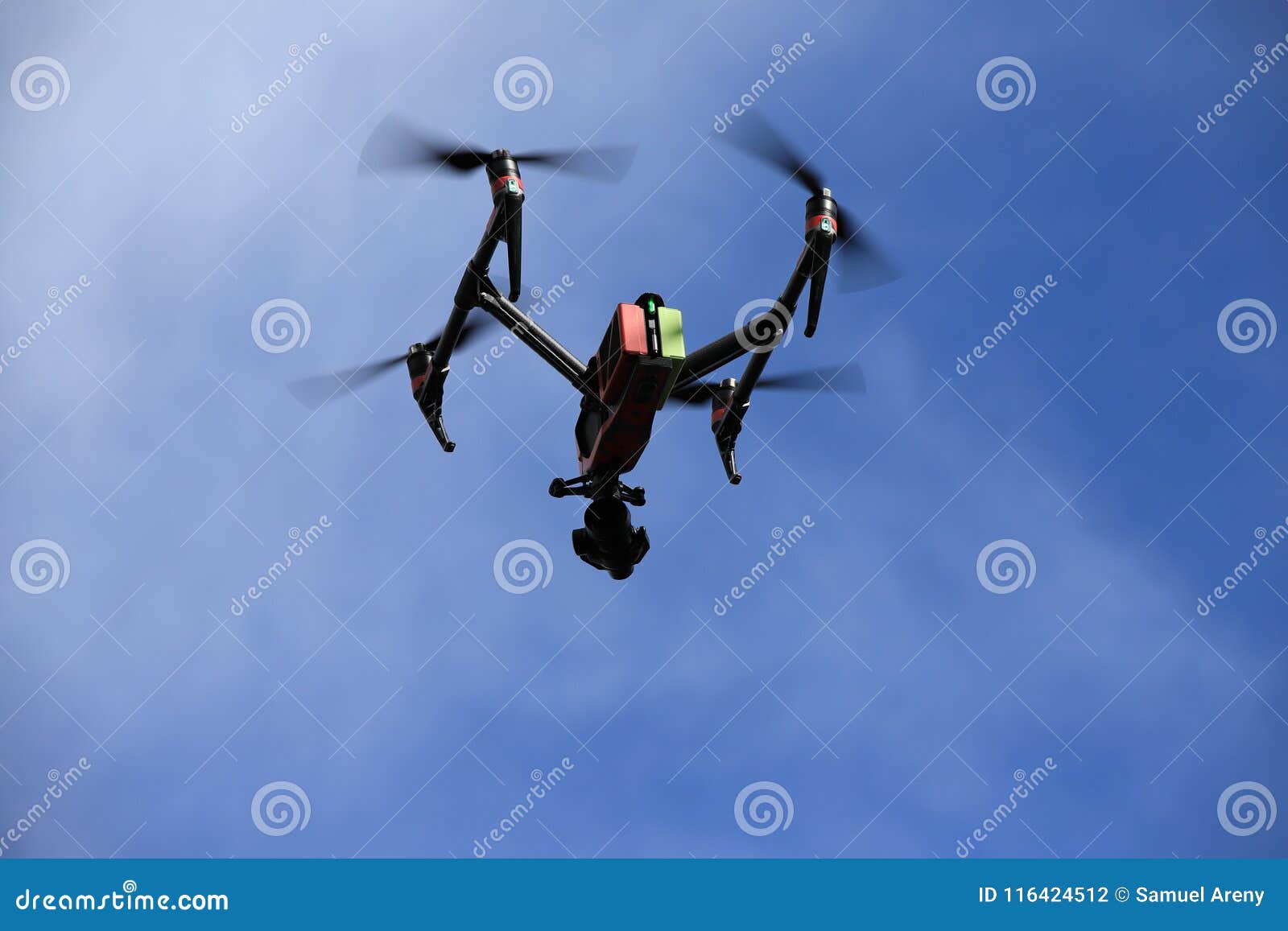 Drone flying in the sky stock photo. Image of amazon - 116424512