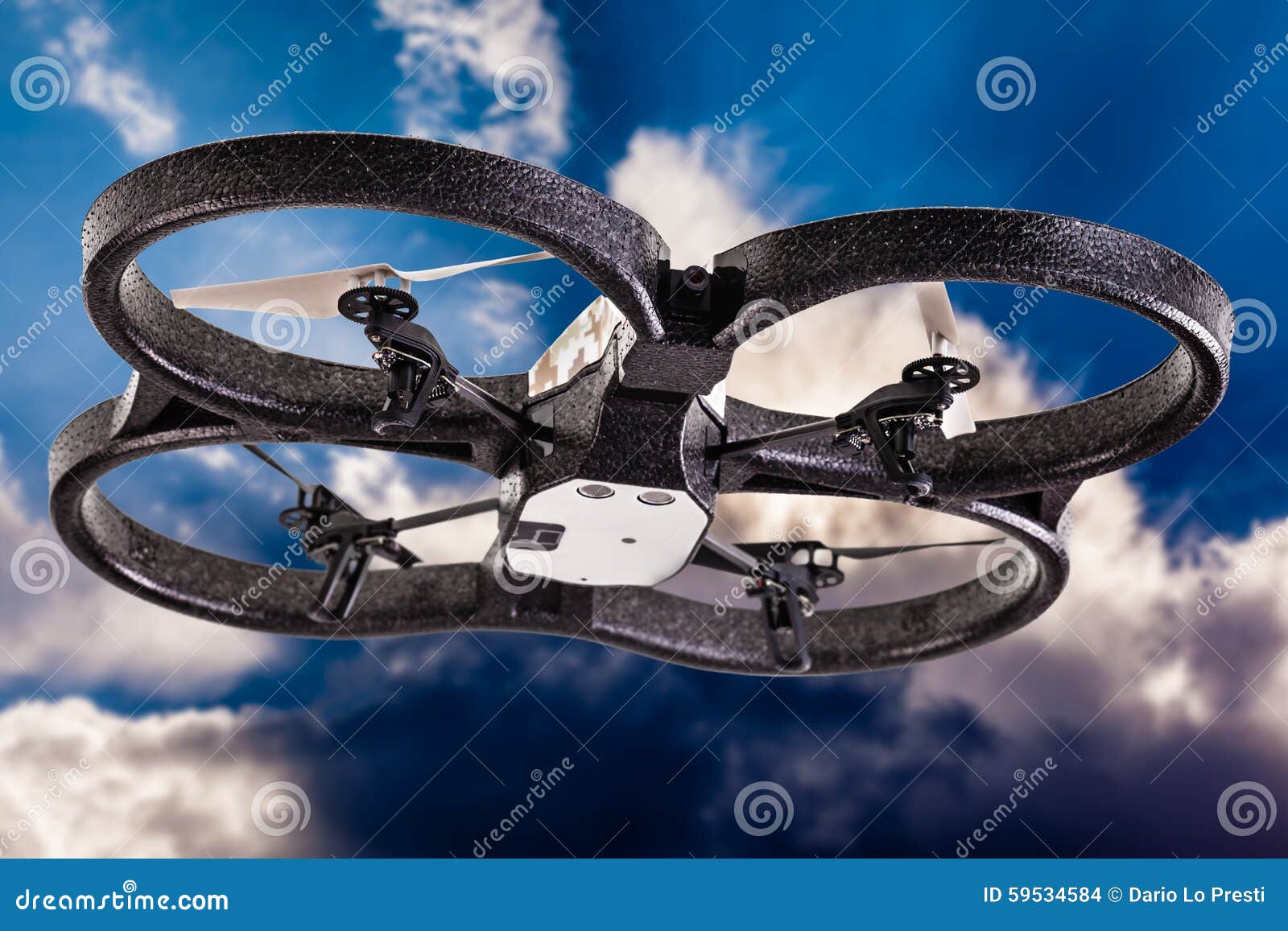 A Flying Drone. Airborne Quadcopter. Also Known As A Drone Or UAV ...