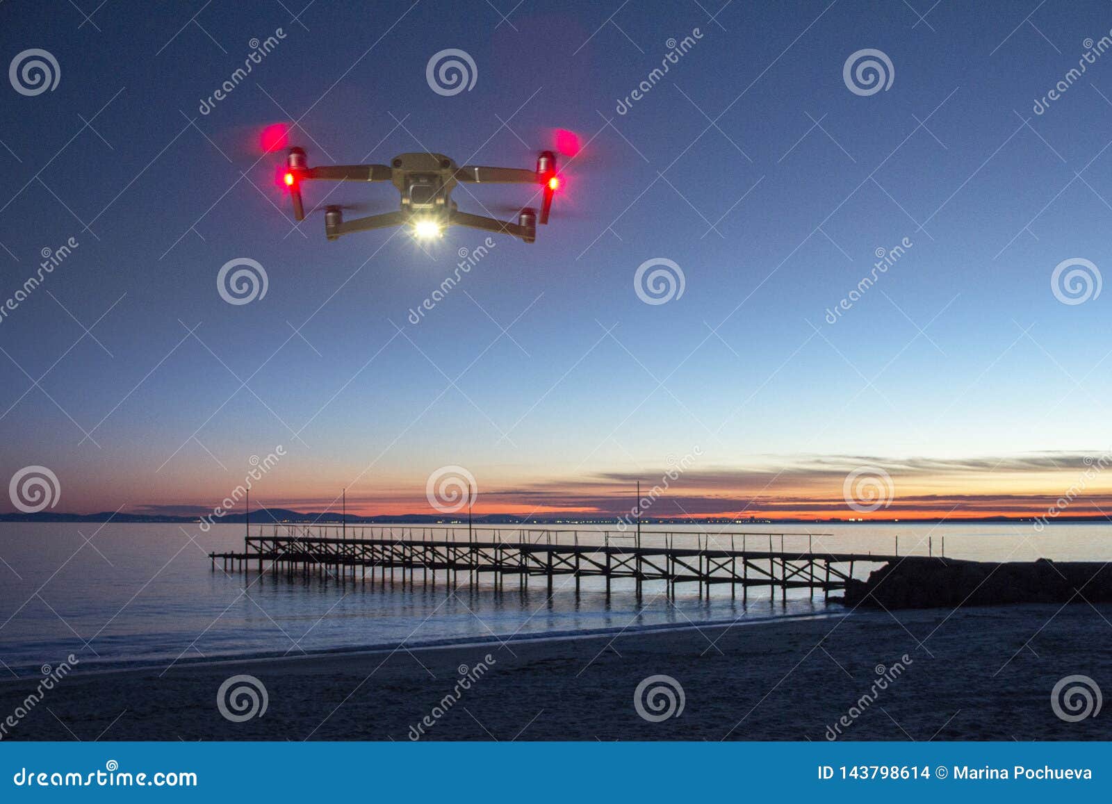 Drone Flying and Taking Pictures of Sunset Stock Photo - Image of ...