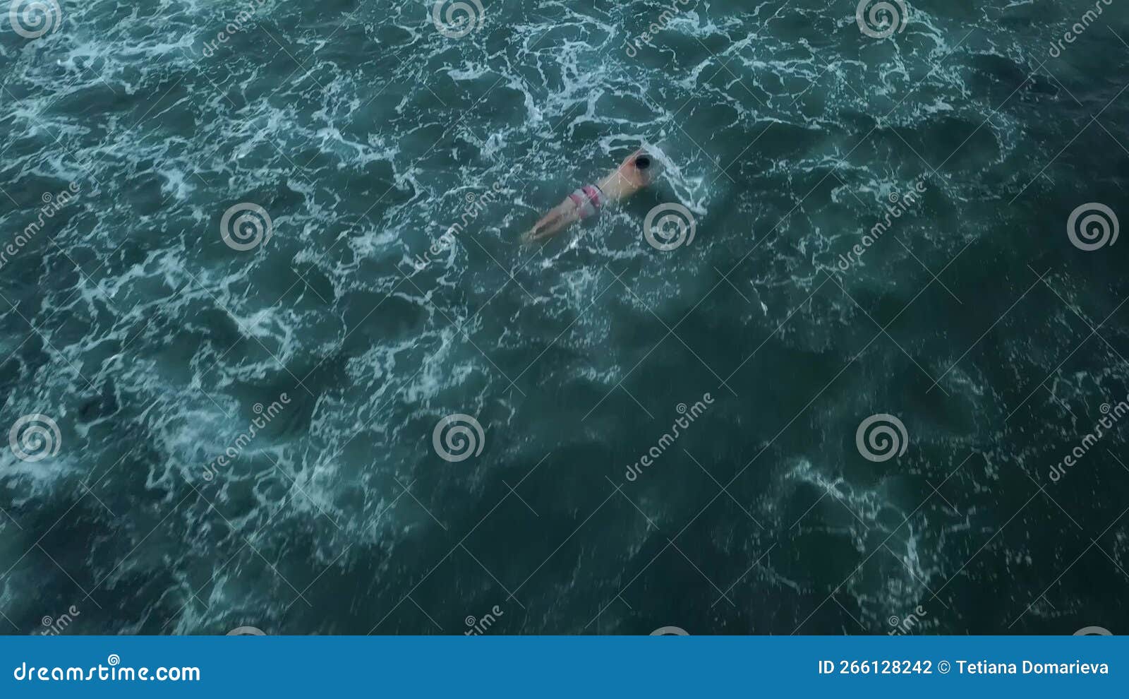 Drone Follows the Fire Floating in the Open Sea or Ocean. the Element ...