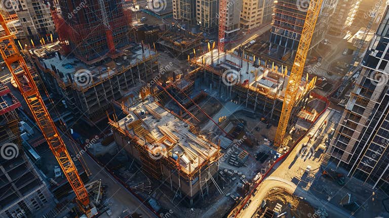 Drone Footage Combined with VFX Concept of Building Construction ...