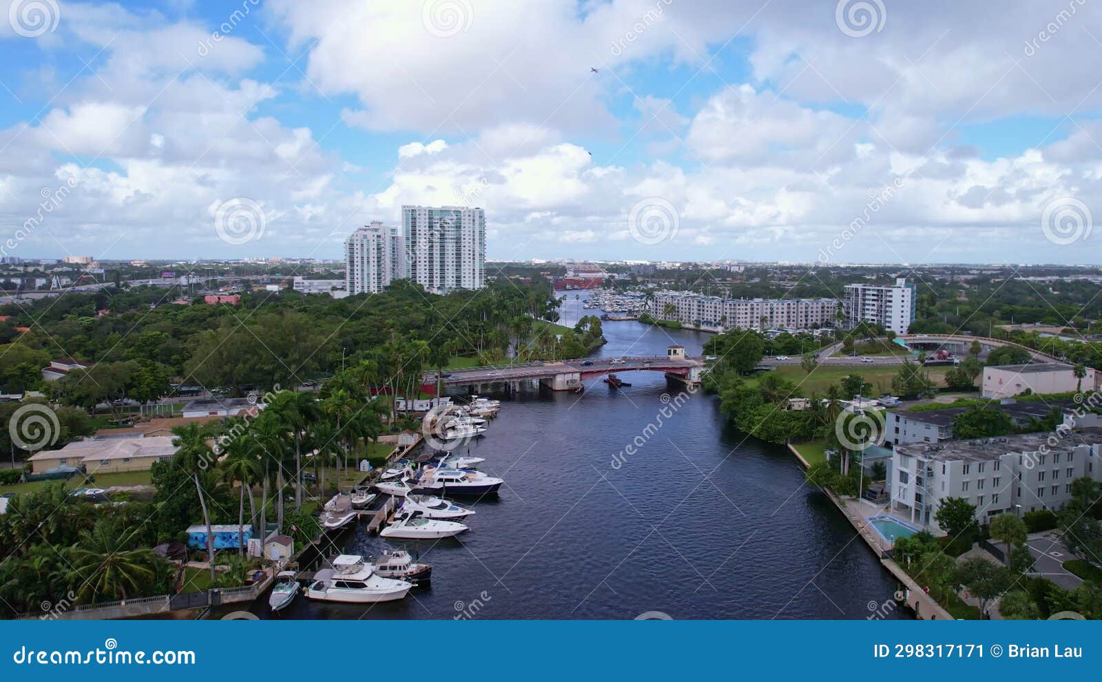 Drone Footage of Downtown Miami from the Miami River Stock Video ...